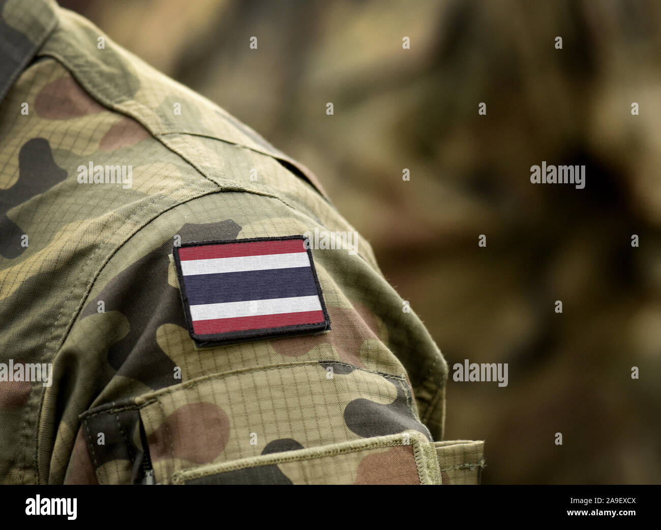 Flag of Thailand on military uniform. Army, armed forces, soldiers ...