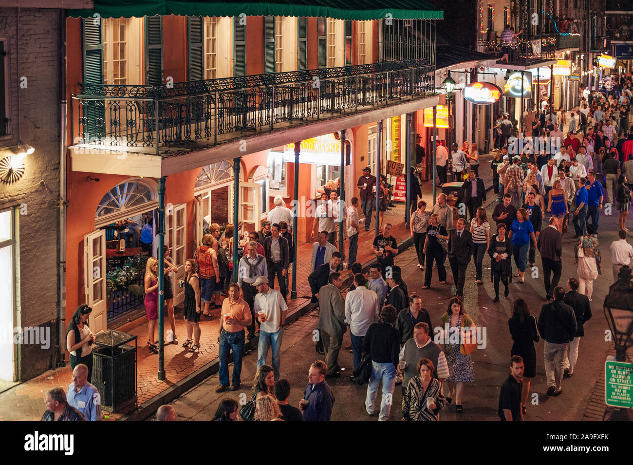 Bourbon Street by night in New Orleans. This historic street in the ...
