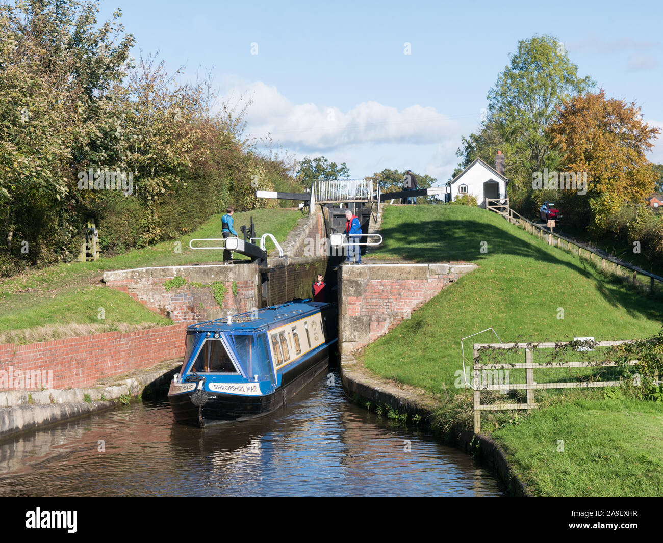 Frankton Staircase Lock on the Montgomery Canal Stock Photo - Alamy