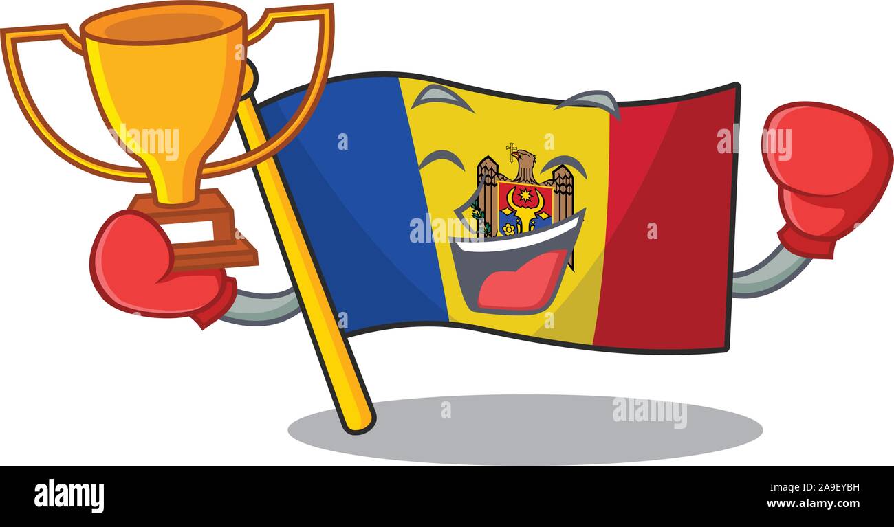boxing winner character on the cartoon flag moldova Stock Vector Image ...