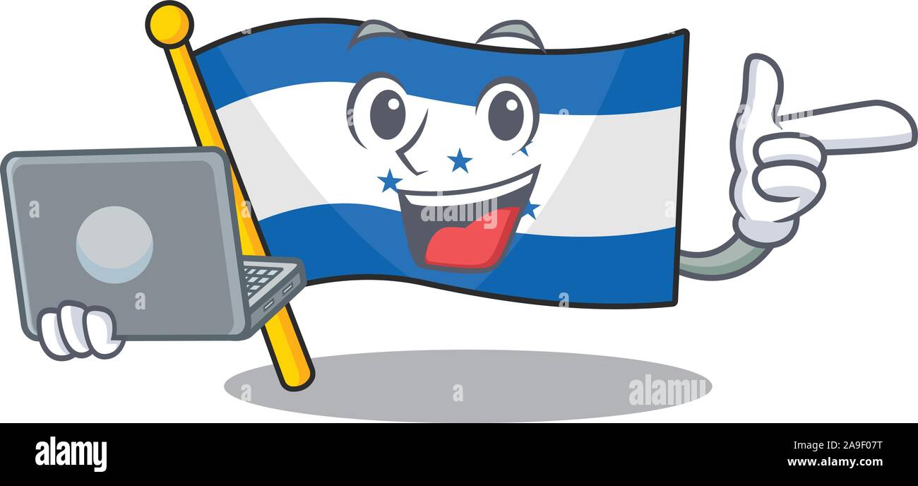 character on the cartoon flag honduras with bring laptop Stock Vector ...