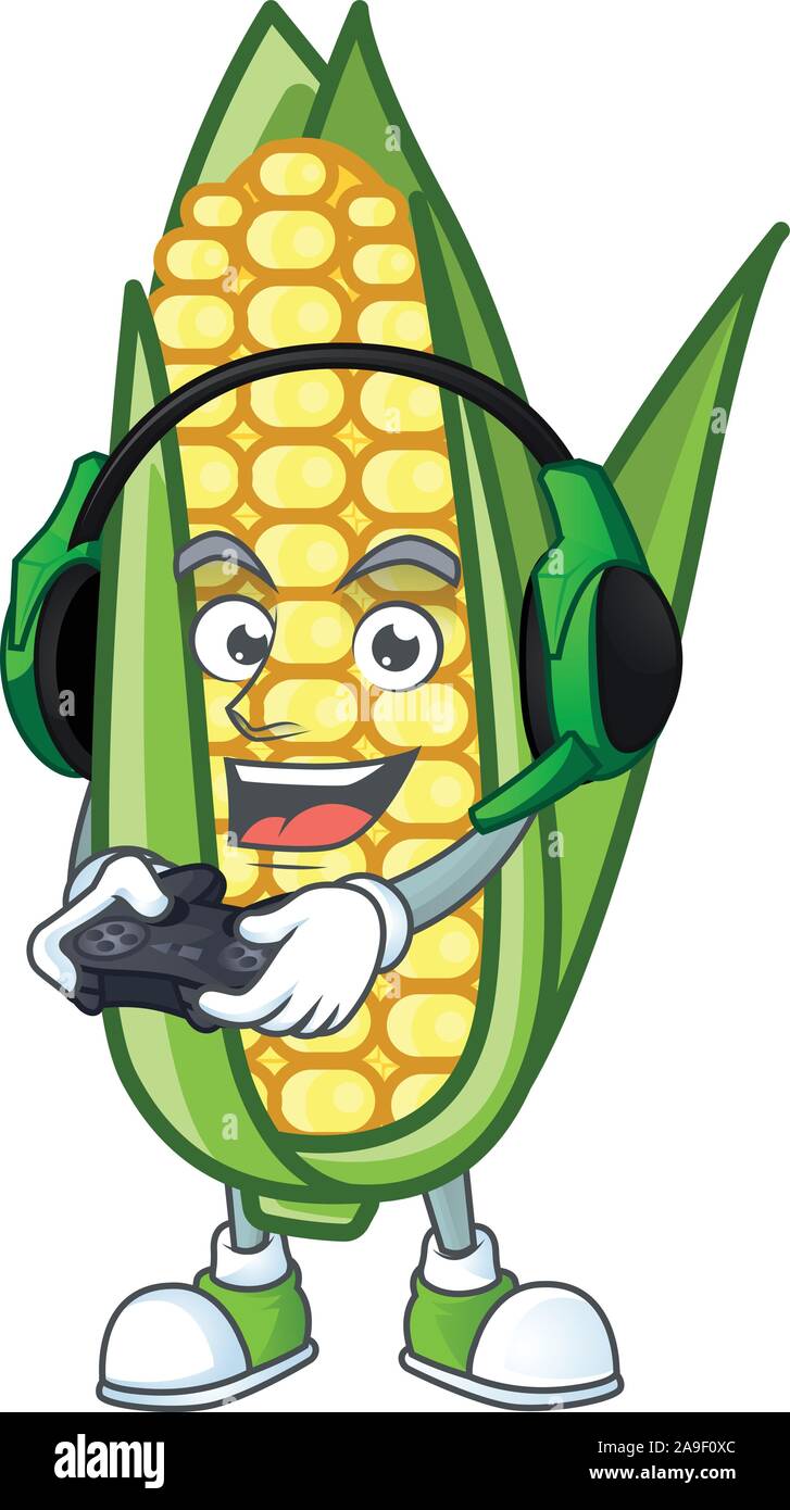 Cartoon corn sweet with the character bring gaming Stock Vector Image ...