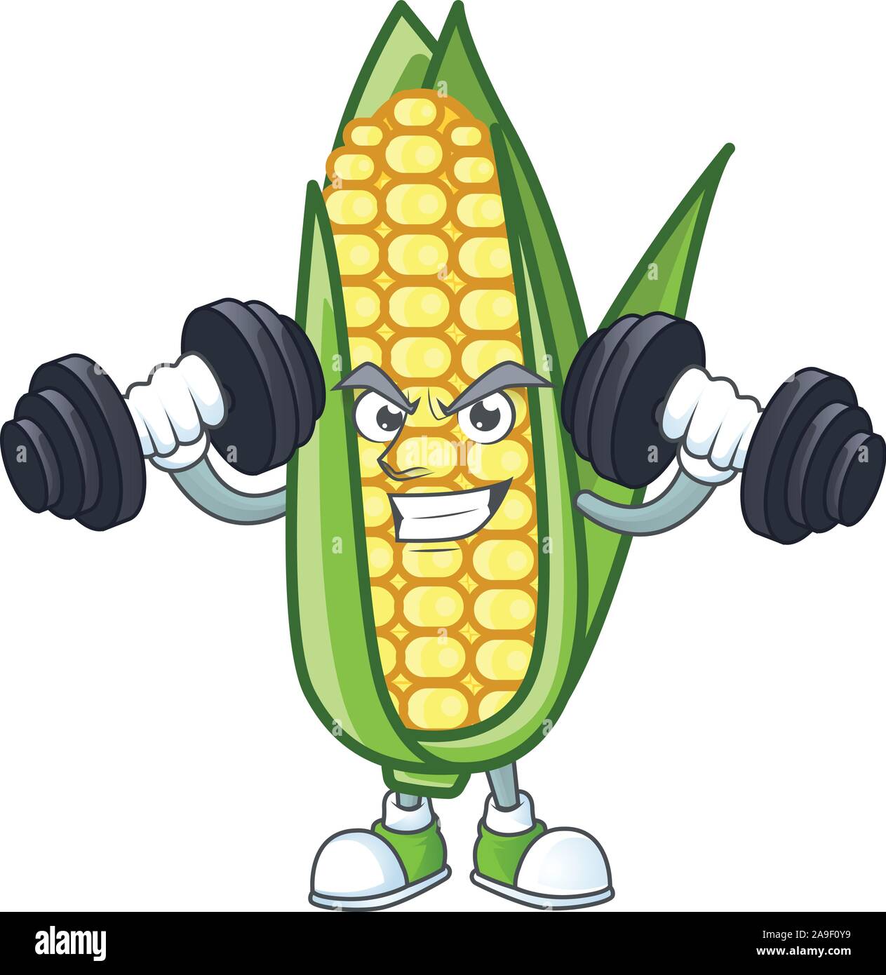 Cartoon corn sweet with the character with bring barbell Stock Vector ...
