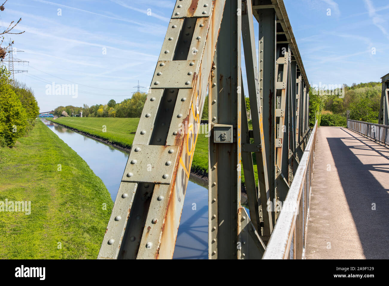 The river Emscher, sewage river, in the north of Essen, in the district ...