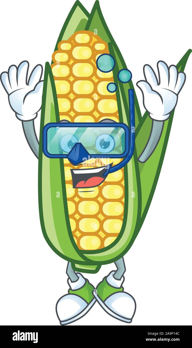 Cartoon corn raw with the character diving Stock Vector Image & Art - Alamy