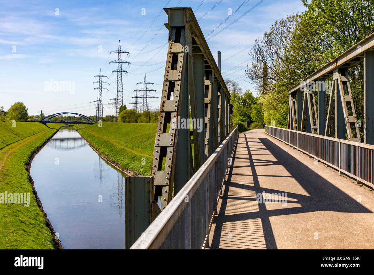 The river Emscher, sewage river, in the north of Essen, in the district ...
