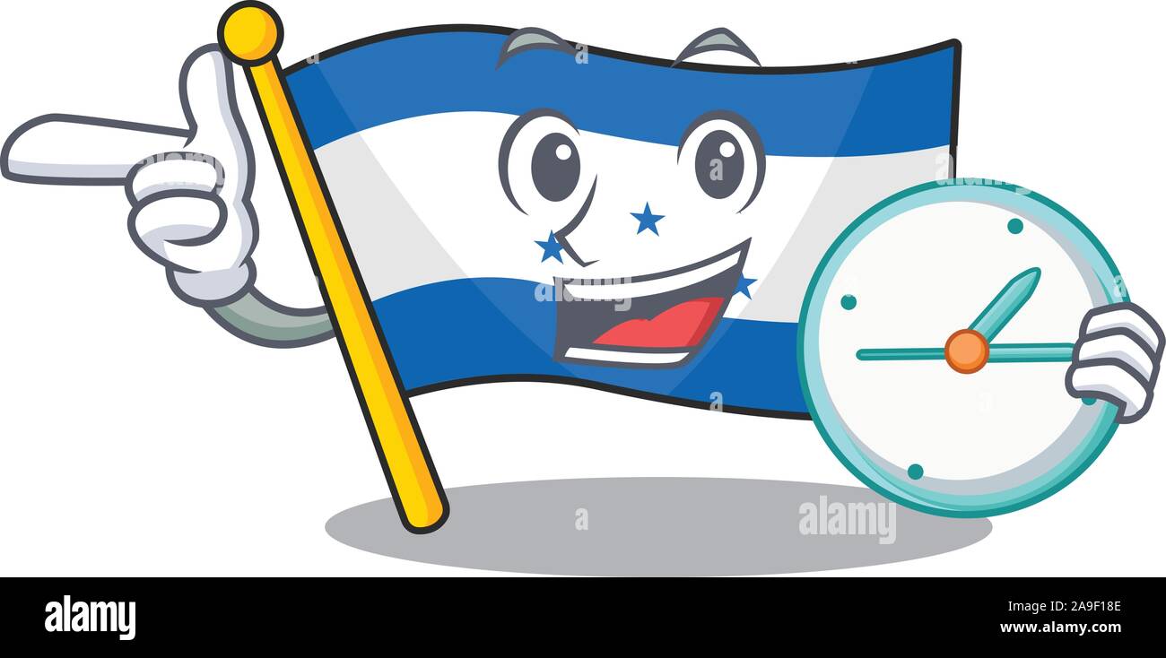 Flag honduras cartoon with in with bring clock character Stock Vector ...