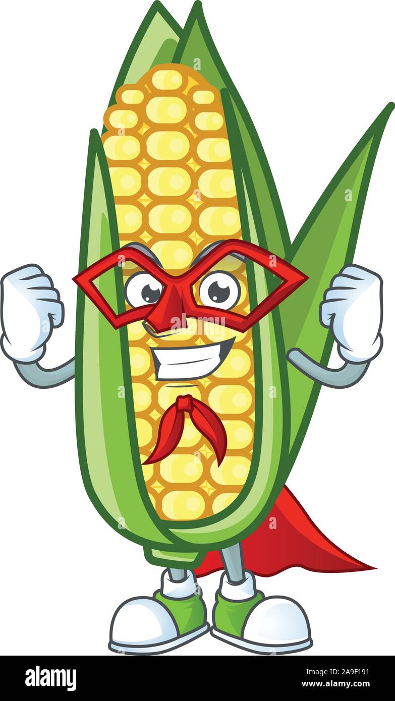 Cartoon corn raw with the character super hero Stock Vector Image & Art ...