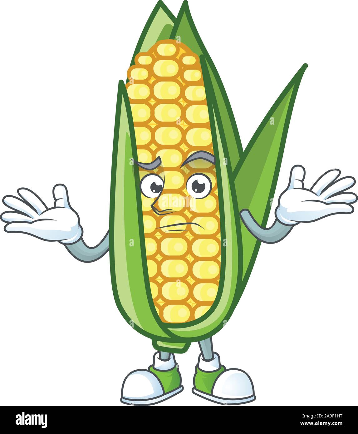 Cartoon corn raw with the character grinning Stock Vector Image & Art ...