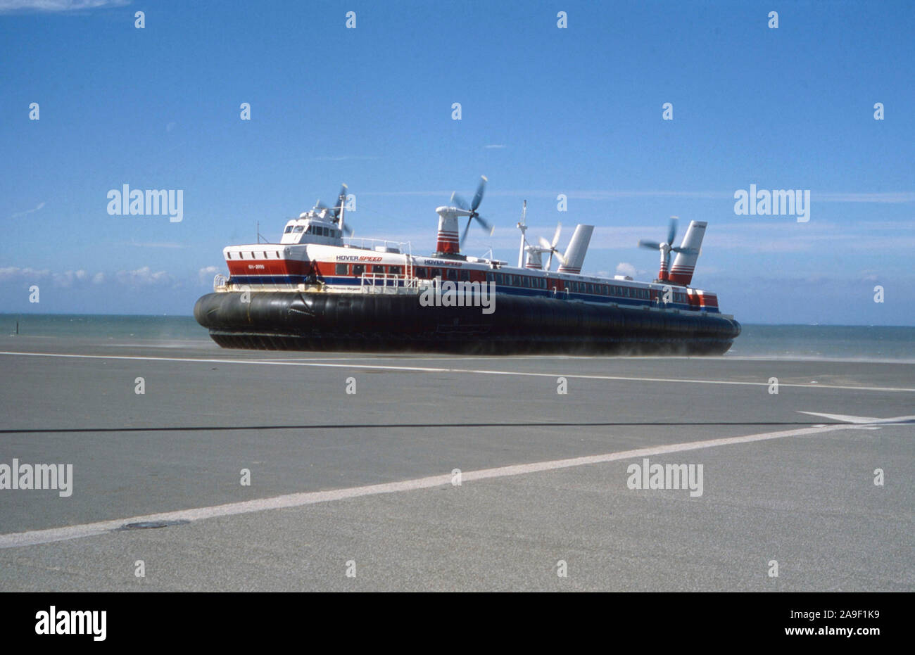SR.N4 Mountbatten class hovercraft, at Dover, 1988, English Chanel, UK ...