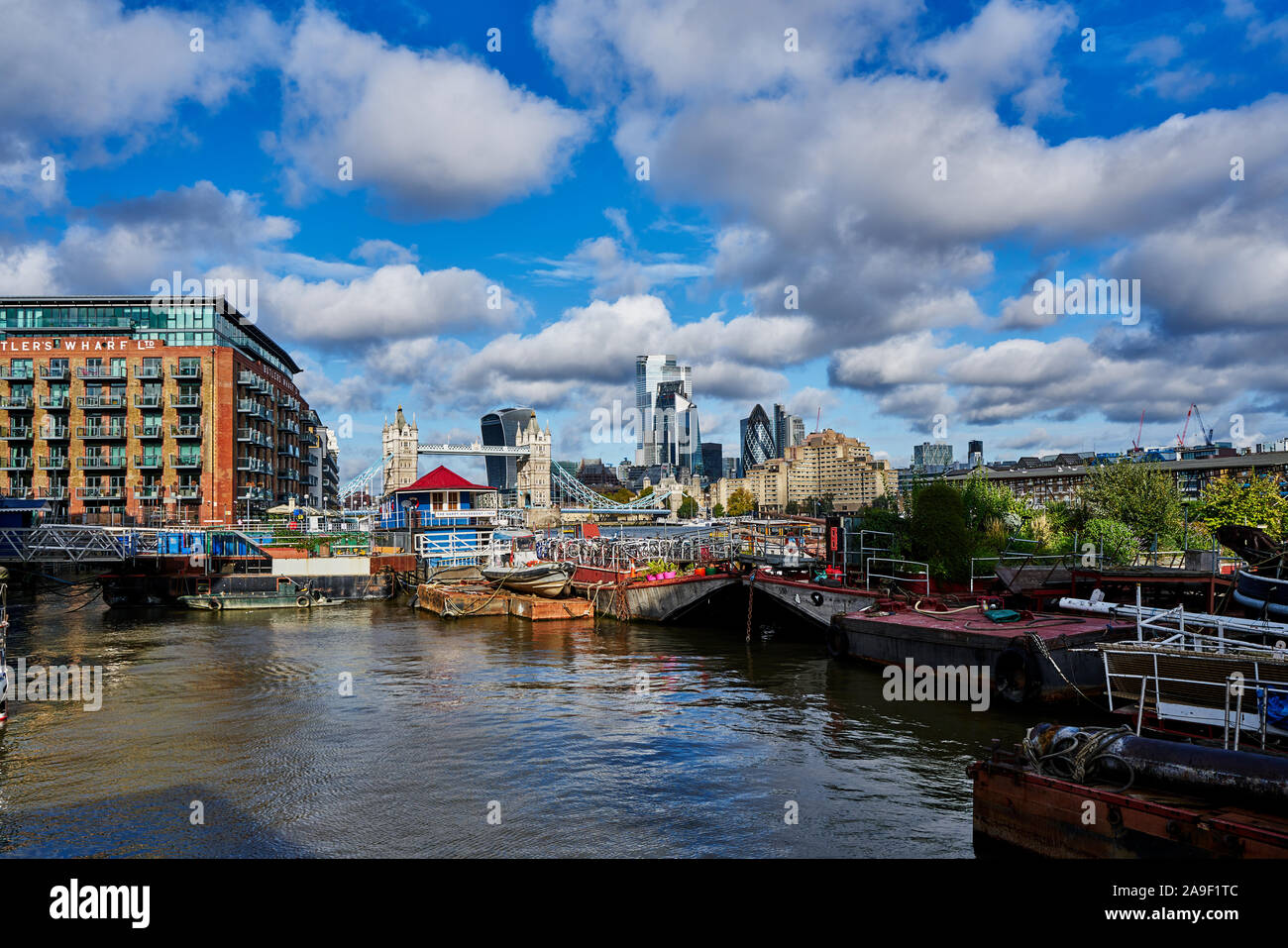 Houseboat community on the river Thames London. England UK Stock Photo ...