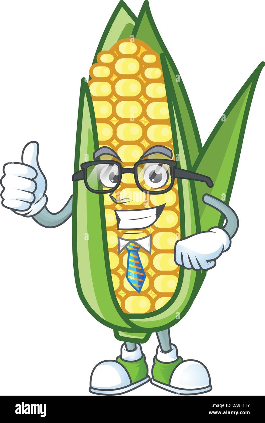 Cartoon corn raw with the character businessman Stock Vector Image ...