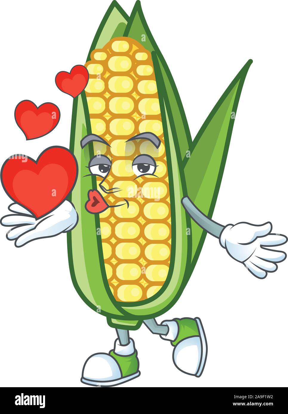 Character holding heart in the cartoon a corn Stock Vector Image & Art ...