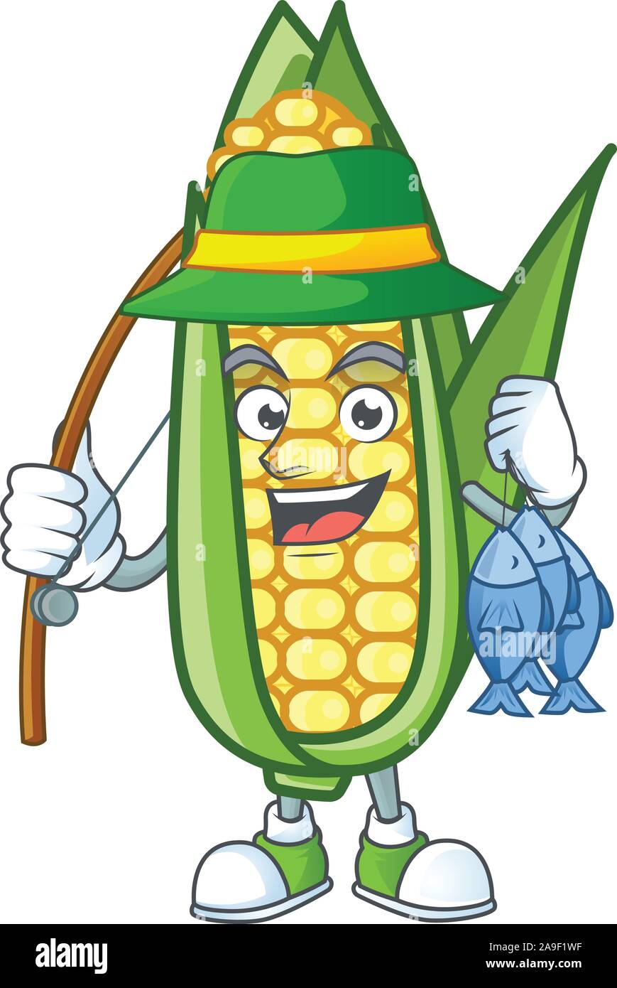 Character fishing in the cartoon a corn Stock Vector Image & Art - Alamy