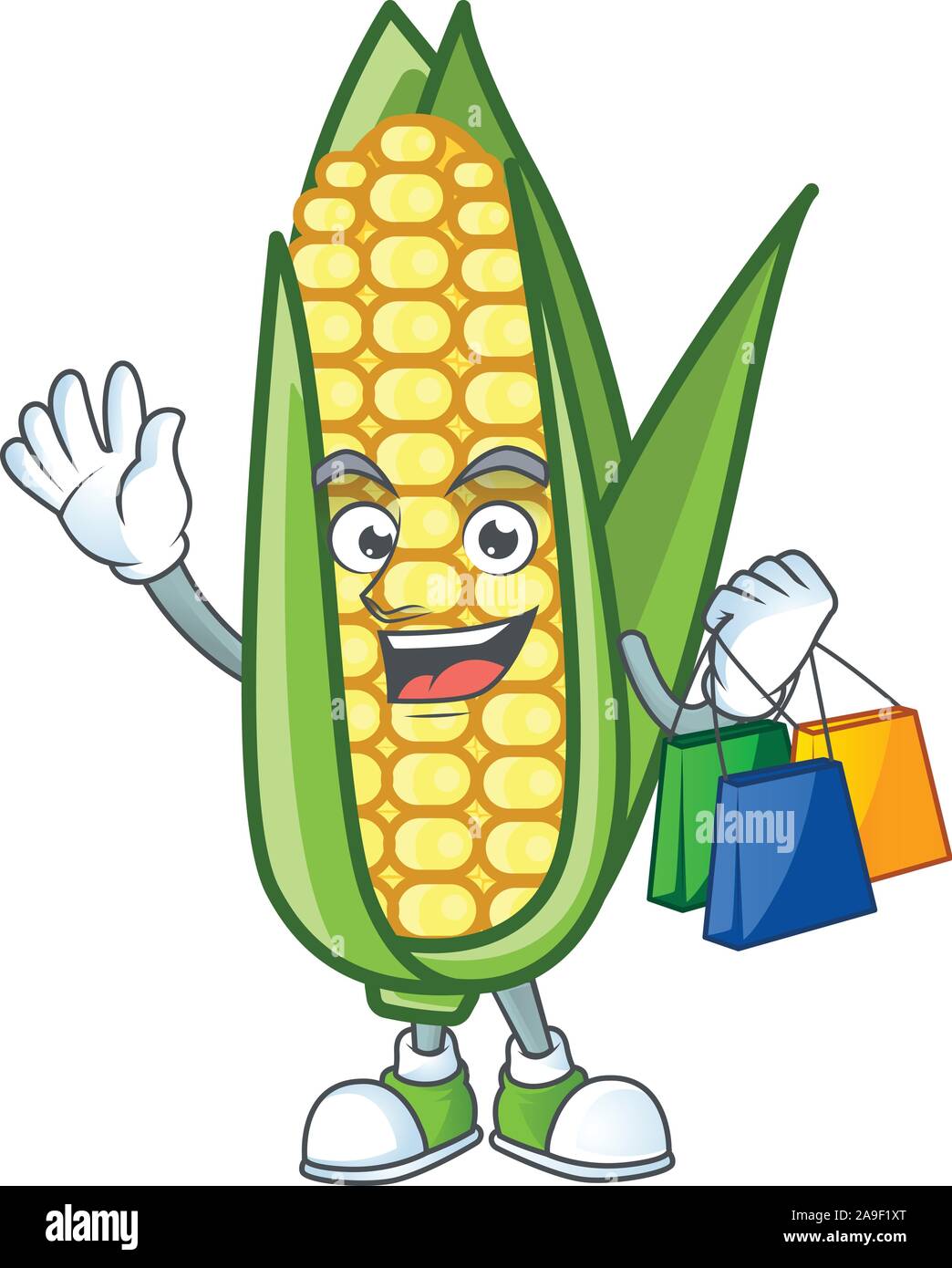 Cartoon corn raw with the character shopping Stock Vector Image & Art ...