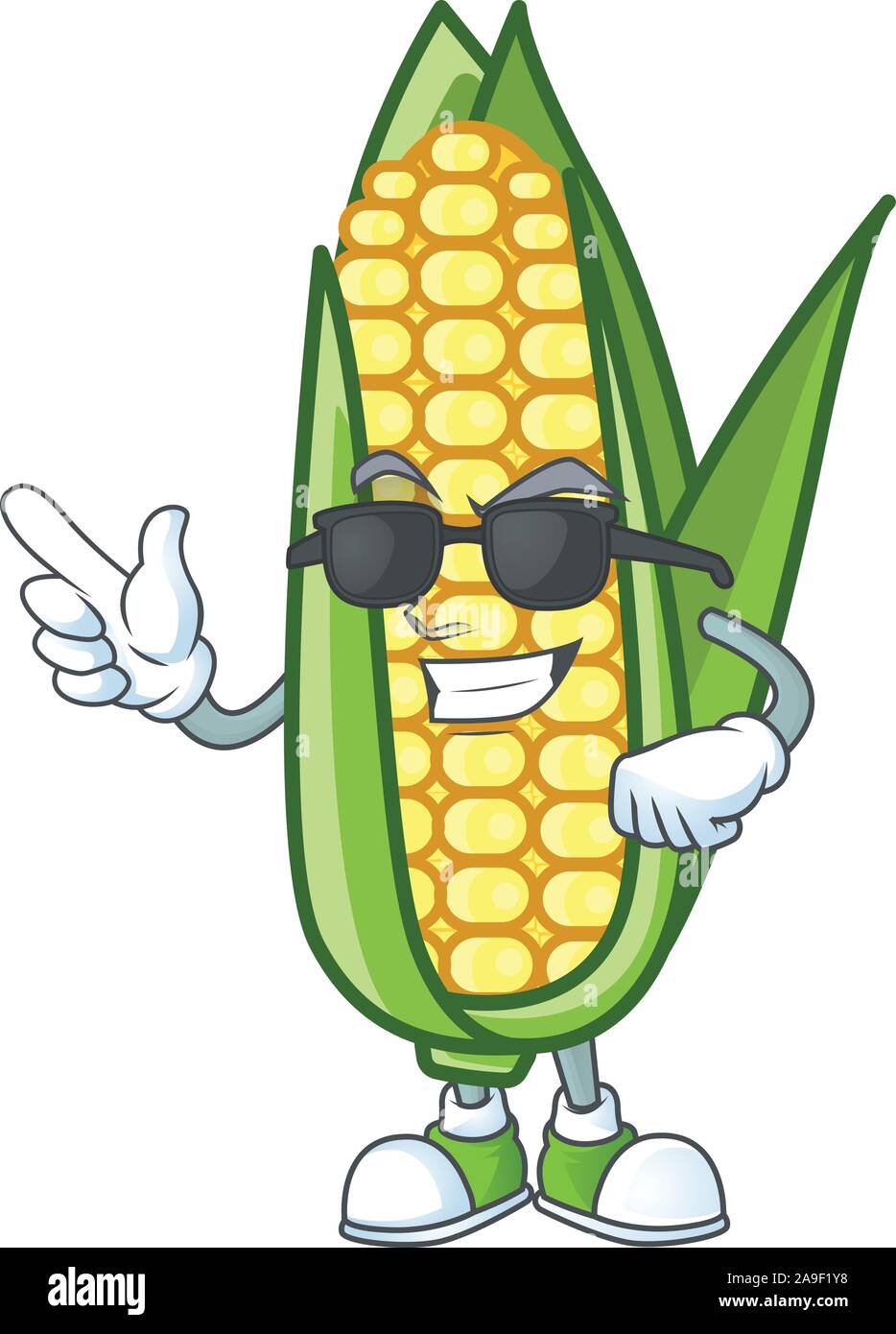 Cartoon corn raw with the character super cool Stock Vector Image & Art ...