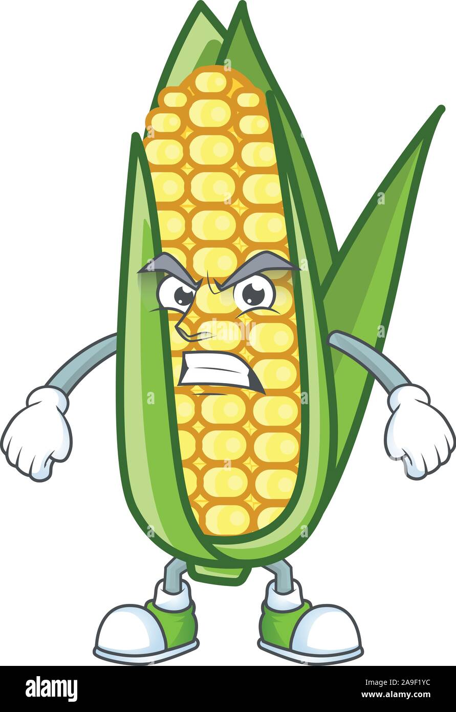 Cartoon corn raw with the character annoyed Stock Vector Image & Art ...