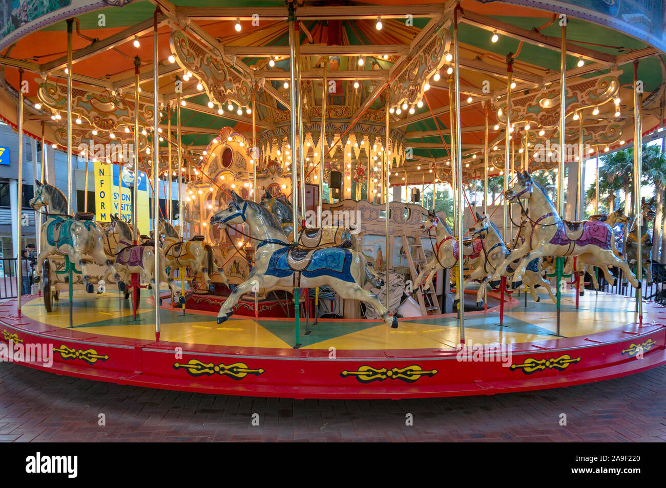 Sydney, Australia - August 4, 2013: Merry-go-round, carousel in Darling ...