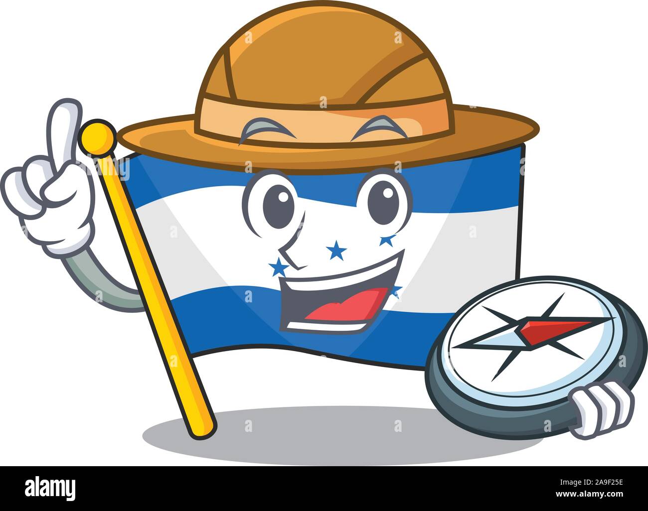 Cartoon flag honduras isolated in character holding compass Stock ...