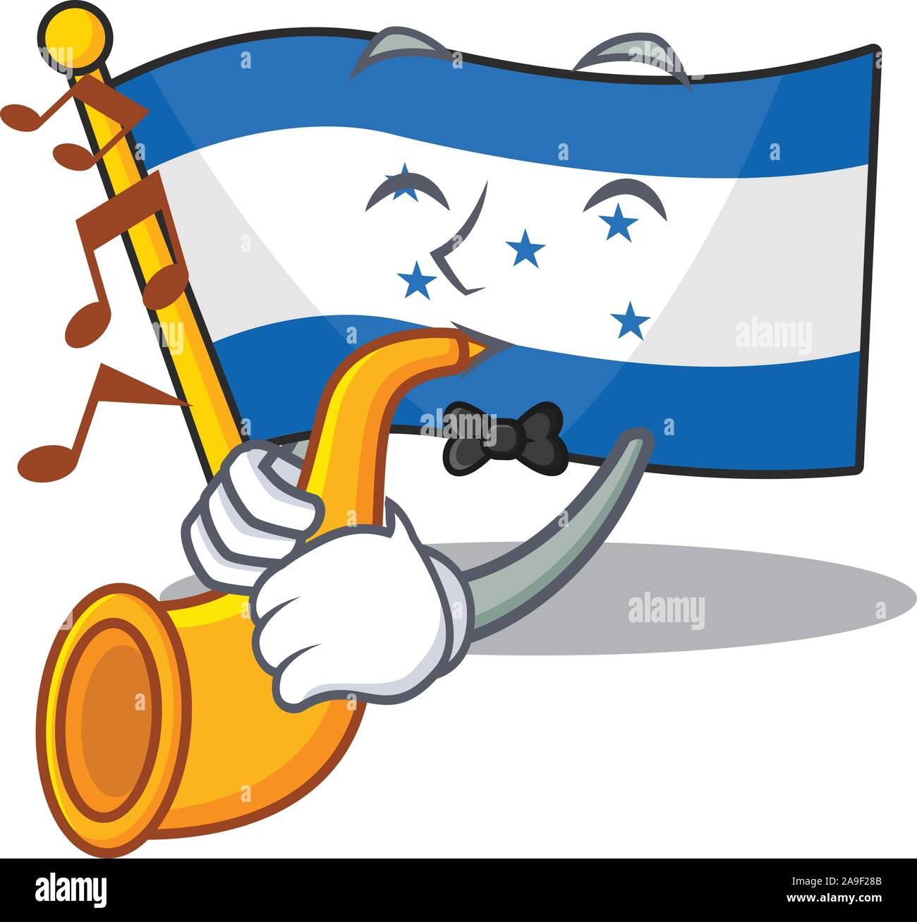 Cartoon flag honduras isolated in character with trumpet Stock Vector ...