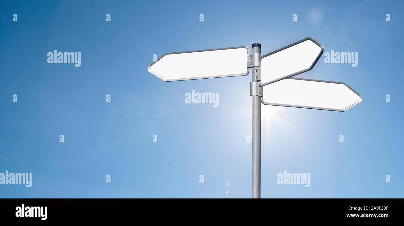 Signpost in three directions Stock Photo - Alamy