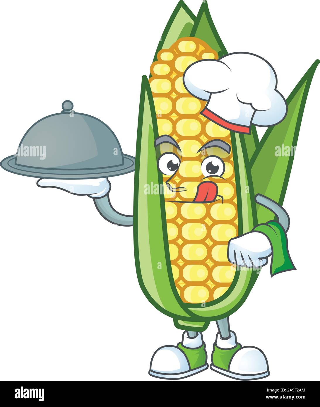 Character chef holding food in the cartoon a corn Stock Vector Image ...