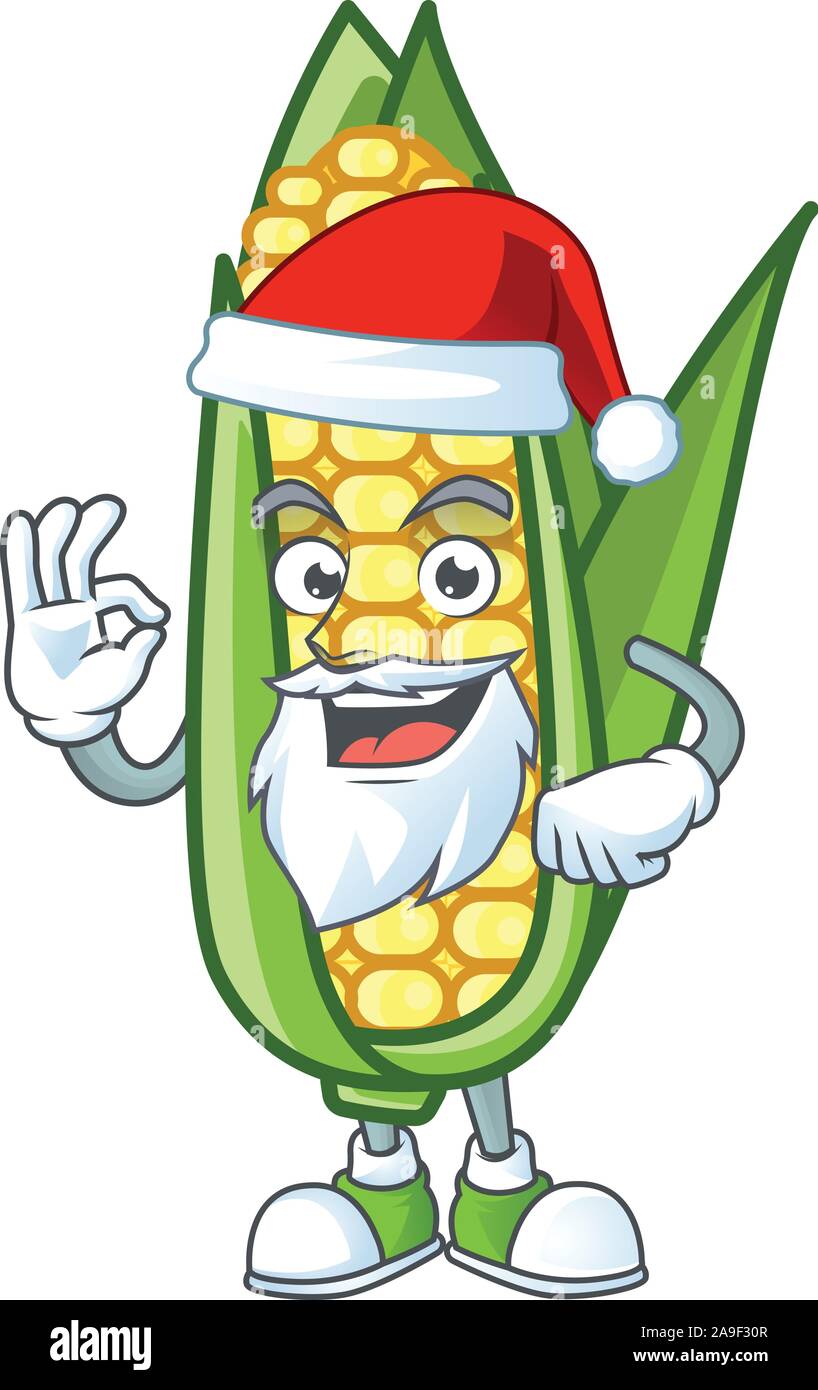 Cute corn with the character cartoon santa claus Stock Vector Image ...