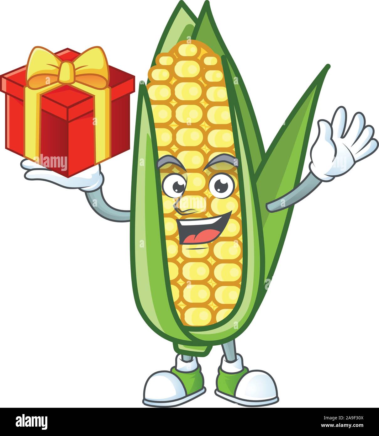 Cute corn with the character cartoon bring gift Stock Vector Image ...