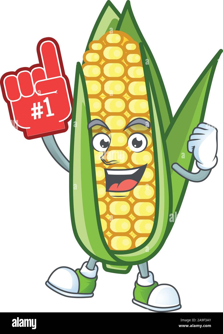 Cute corn with the character cartoon foam finger Stock Vector Image ...