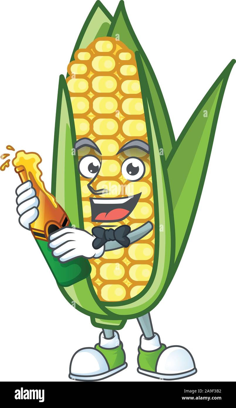 Cute corn with the character cartoon bring beer Stock Vector Image ...