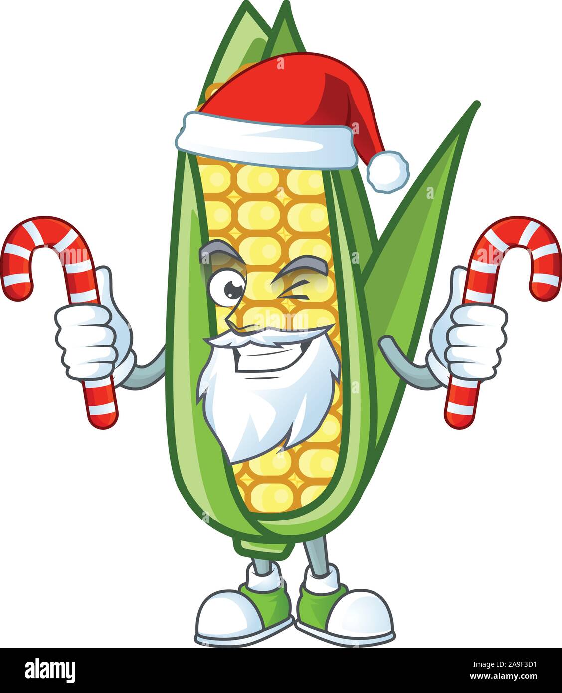 Cute corn with the character cartoon santa bring candy Stock Vector ...