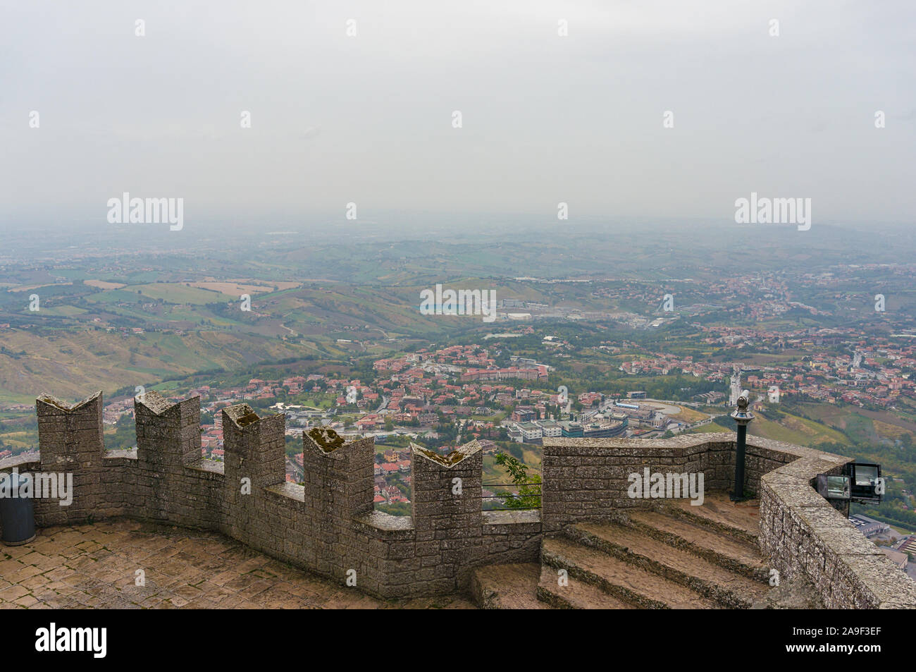 Aerial view on lookout, viewing platform with panoramic countryside ...