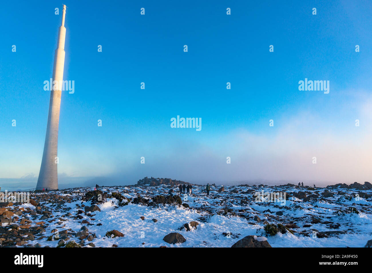 Tasmania, Australia - July 19, 2014: Mount Wellington at cold winter ...