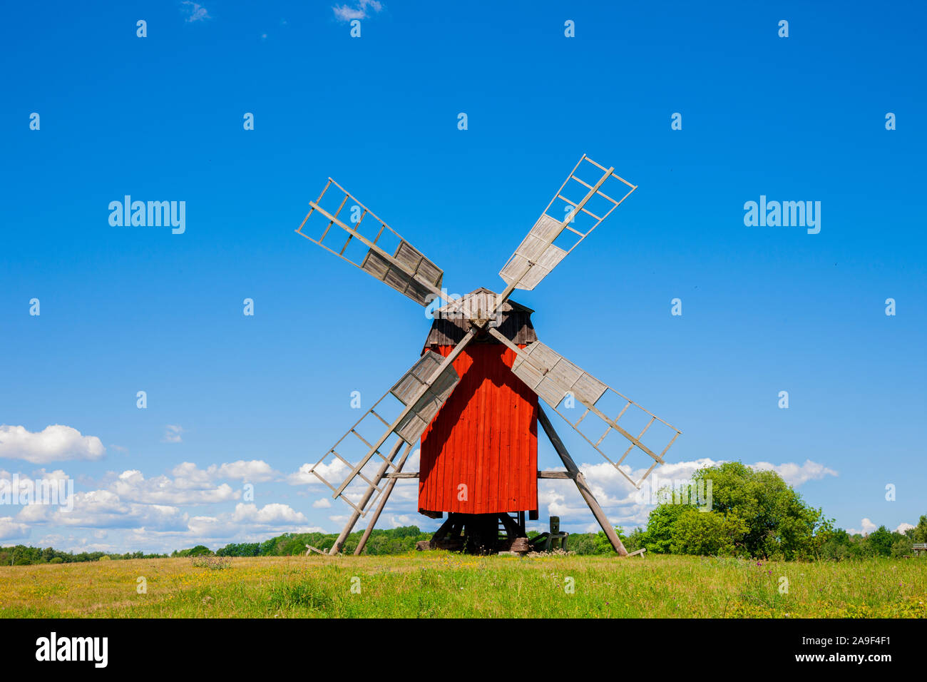 Red windmill in Sweden Stock Photo - Alamy