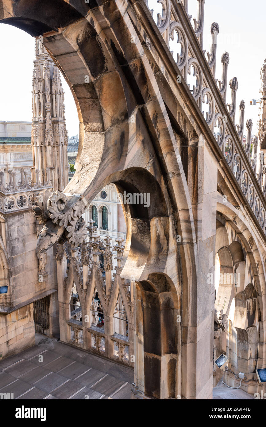 examples of details of gothic architecture, cathedral of milan, italy ...