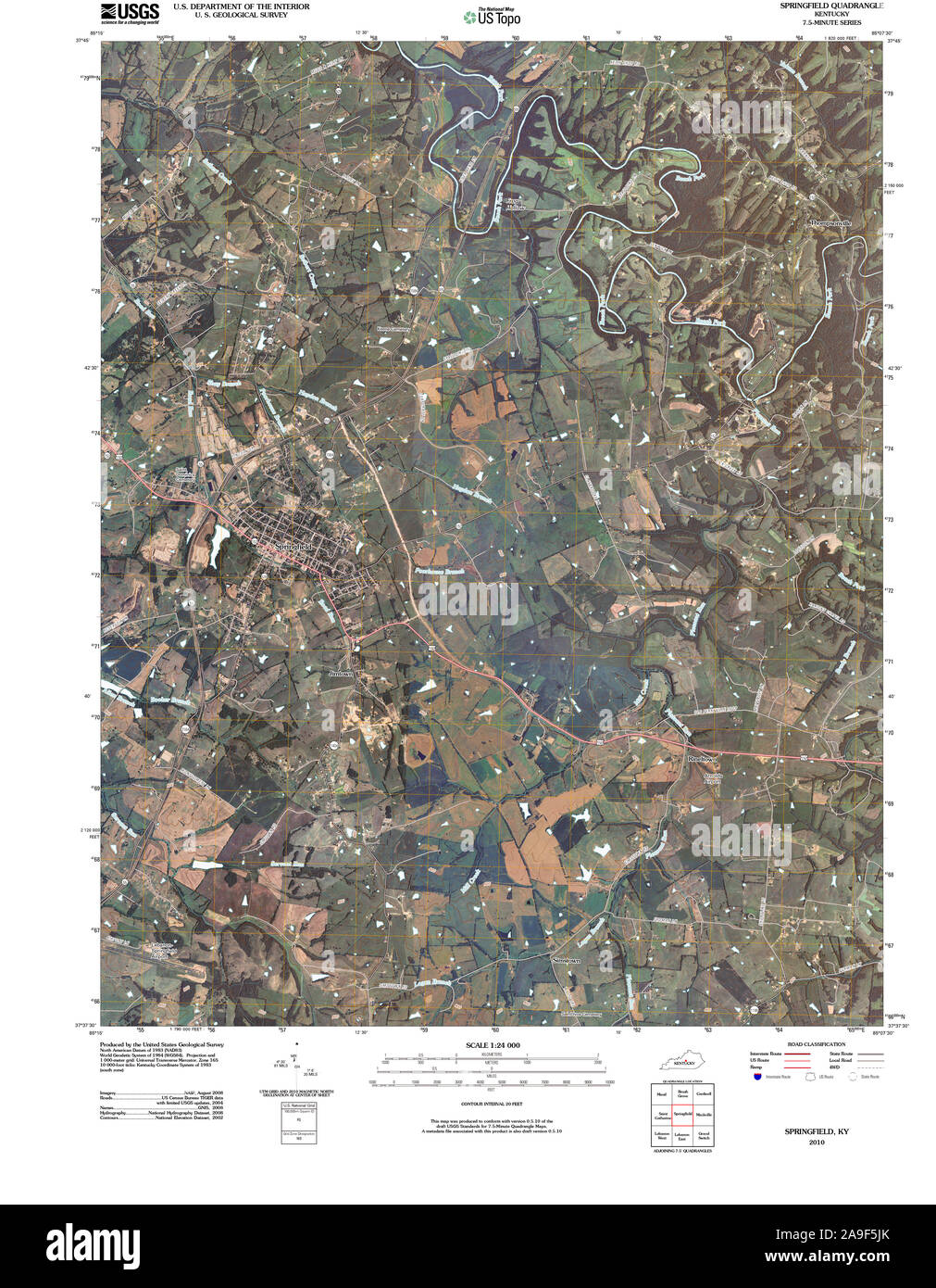 Map of springfield kentucky hi-res stock photography and images - Alamy