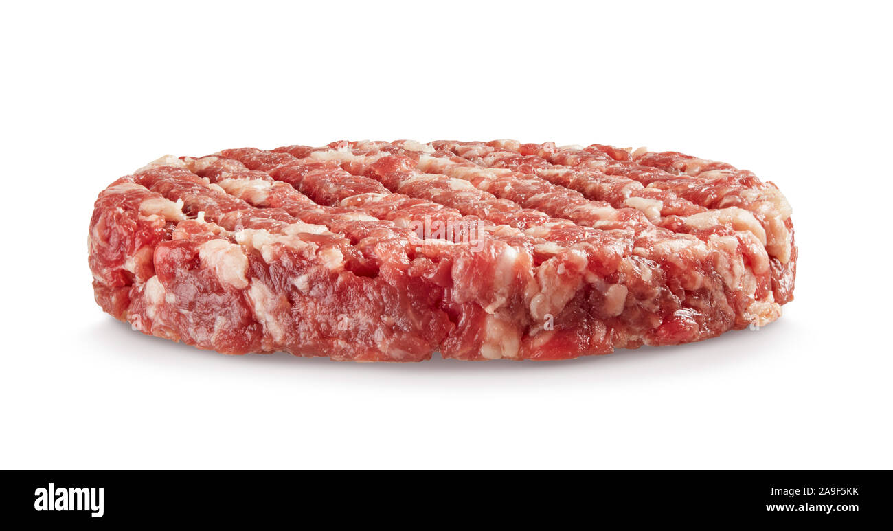 Raw hamburger meat isolated on white background Stock Photo - Alamy