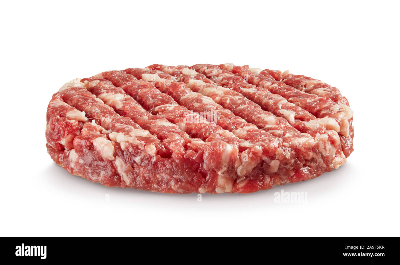 Raw hamburger meat isolated on white background Stock Photo - Alamy