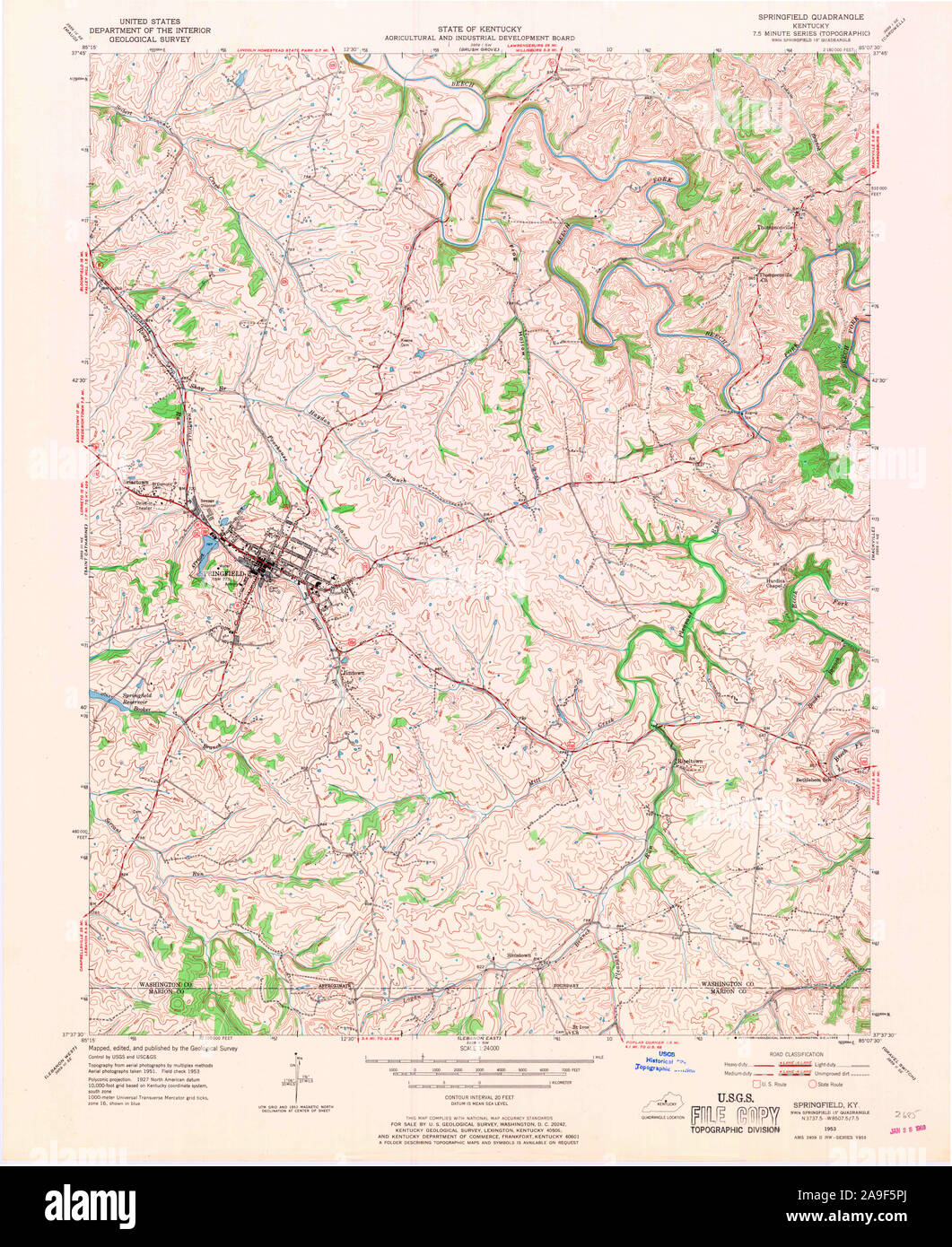 Map of springfield kentucky hi-res stock photography and images - Alamy