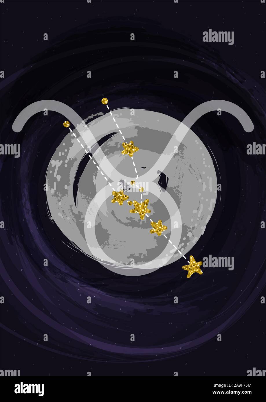 Zodiac Taurus sign A4 print poster with constellation symbol. Vector ...