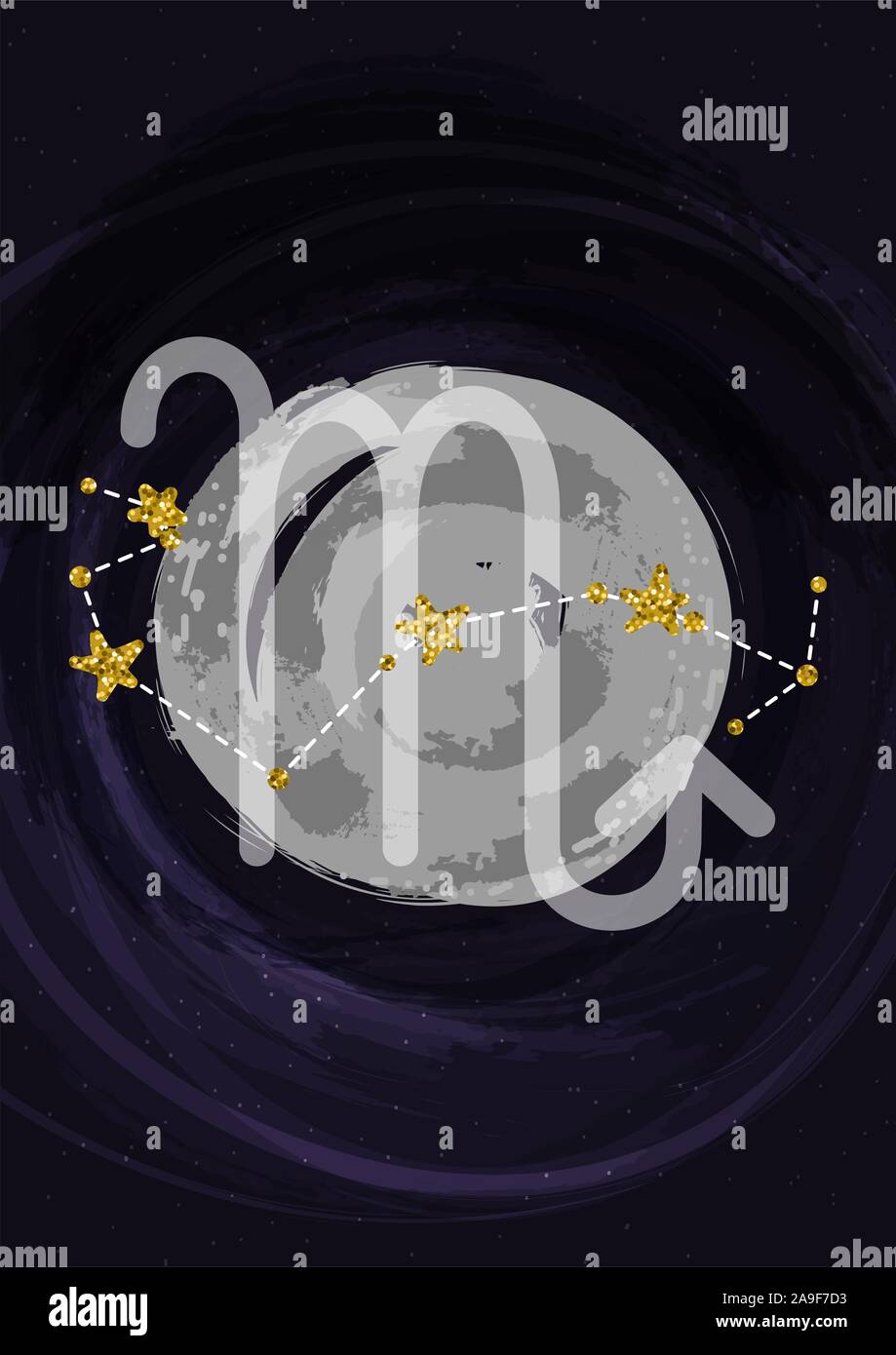 Zodiac Scorpio sign A4 print poster with constellation symbol. Vector ...