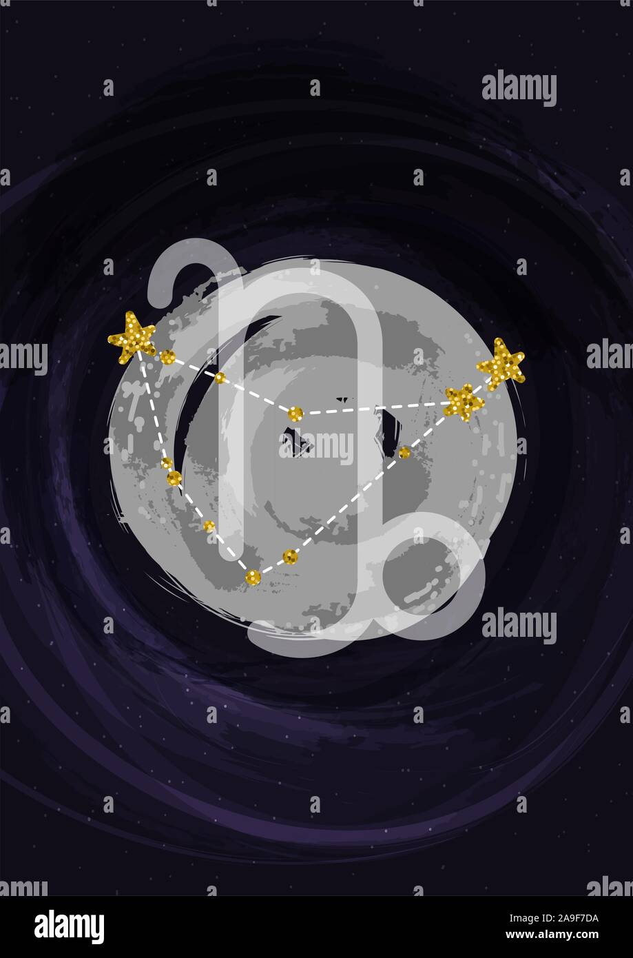 Zodiac Capricorn sign A4 print poster with constellation symbol. Vector ...