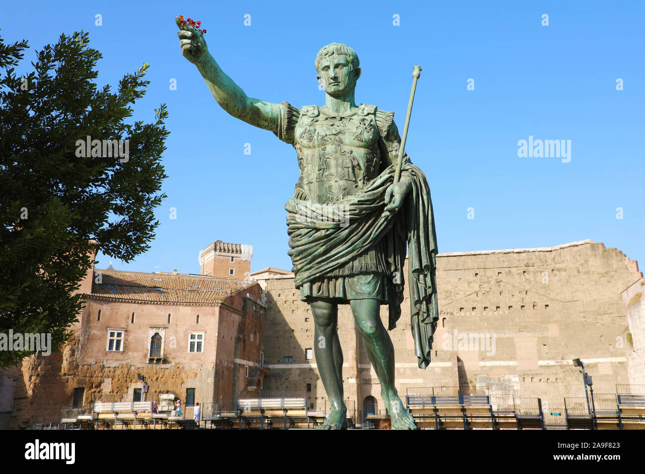 Bronze statue of Augustus the first emperor of Rome on Via dei Fori ...