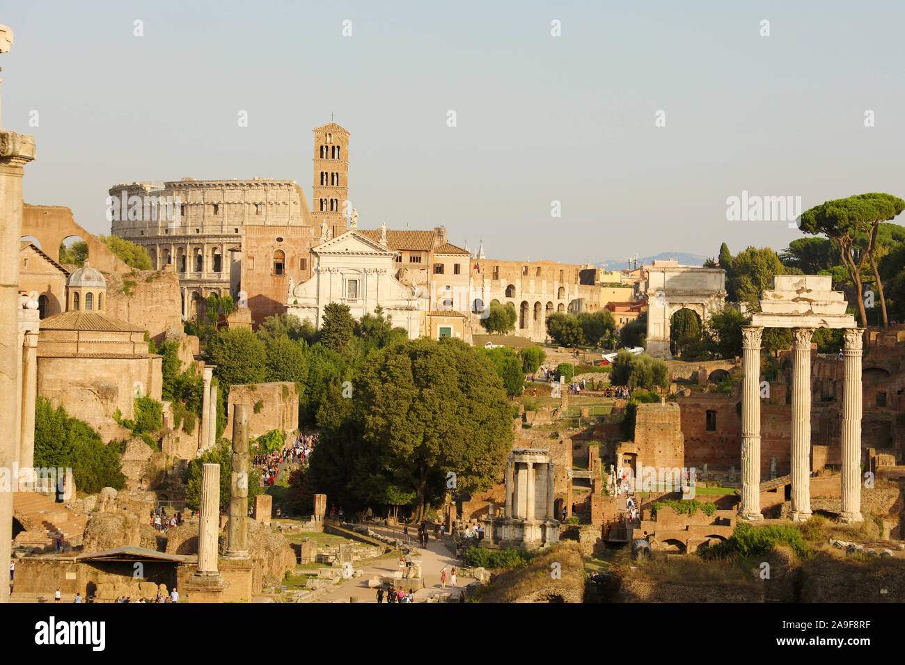 Panoramic view of Ancient Rome ruins. Cityscape skyline of landmarks of ...
