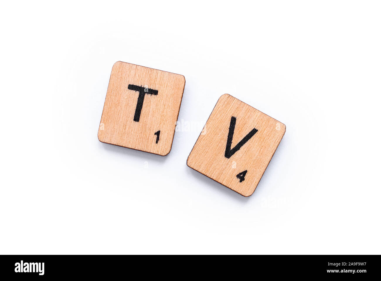 London, UK - June 12th 2019: TV, the abbreviation for Television, spelt ...