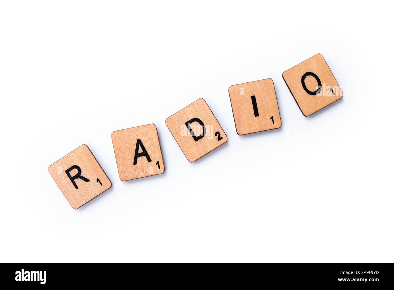 London, UK - June 12th 2019: The word RADIO, spelt with wooden letter ...