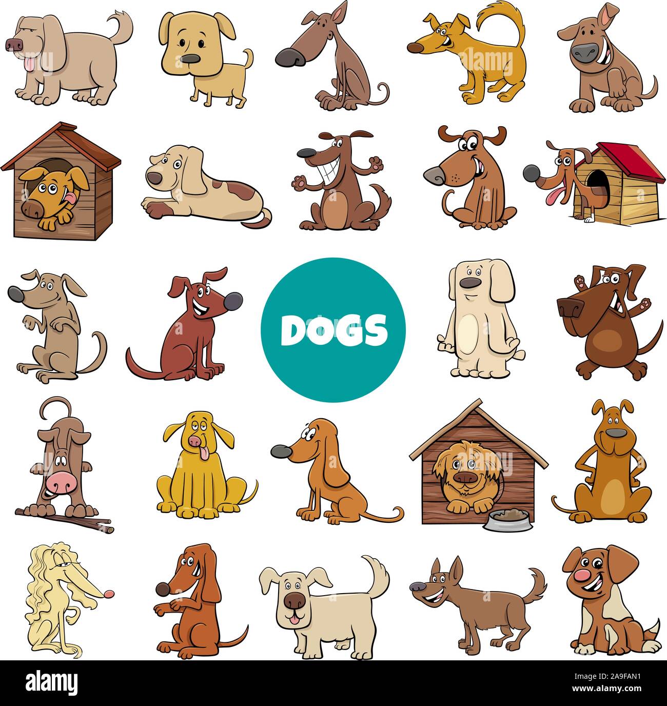 Cartoon Illustration of Dogs and Puppies Pet Animal Characters Big ...