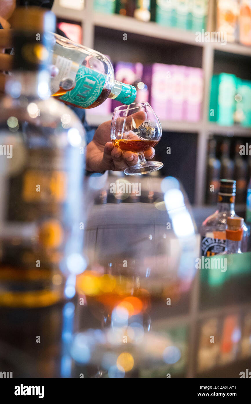 Rhum HSE, rum distillery, tasting, bottle, glass, pour in Stock Photo ...