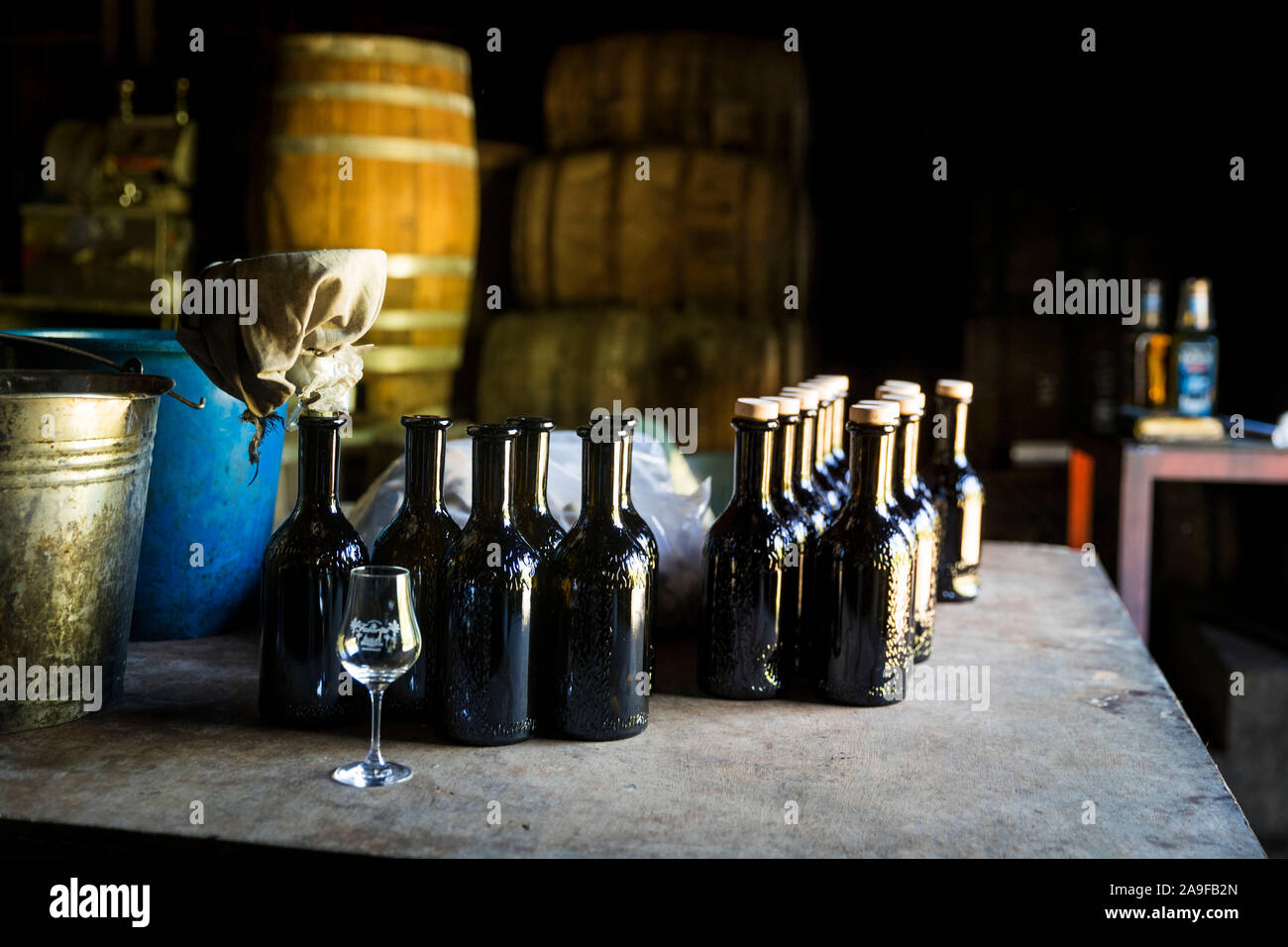 Habitation la Favorite, rum distillery, distillation with steam engine ...
