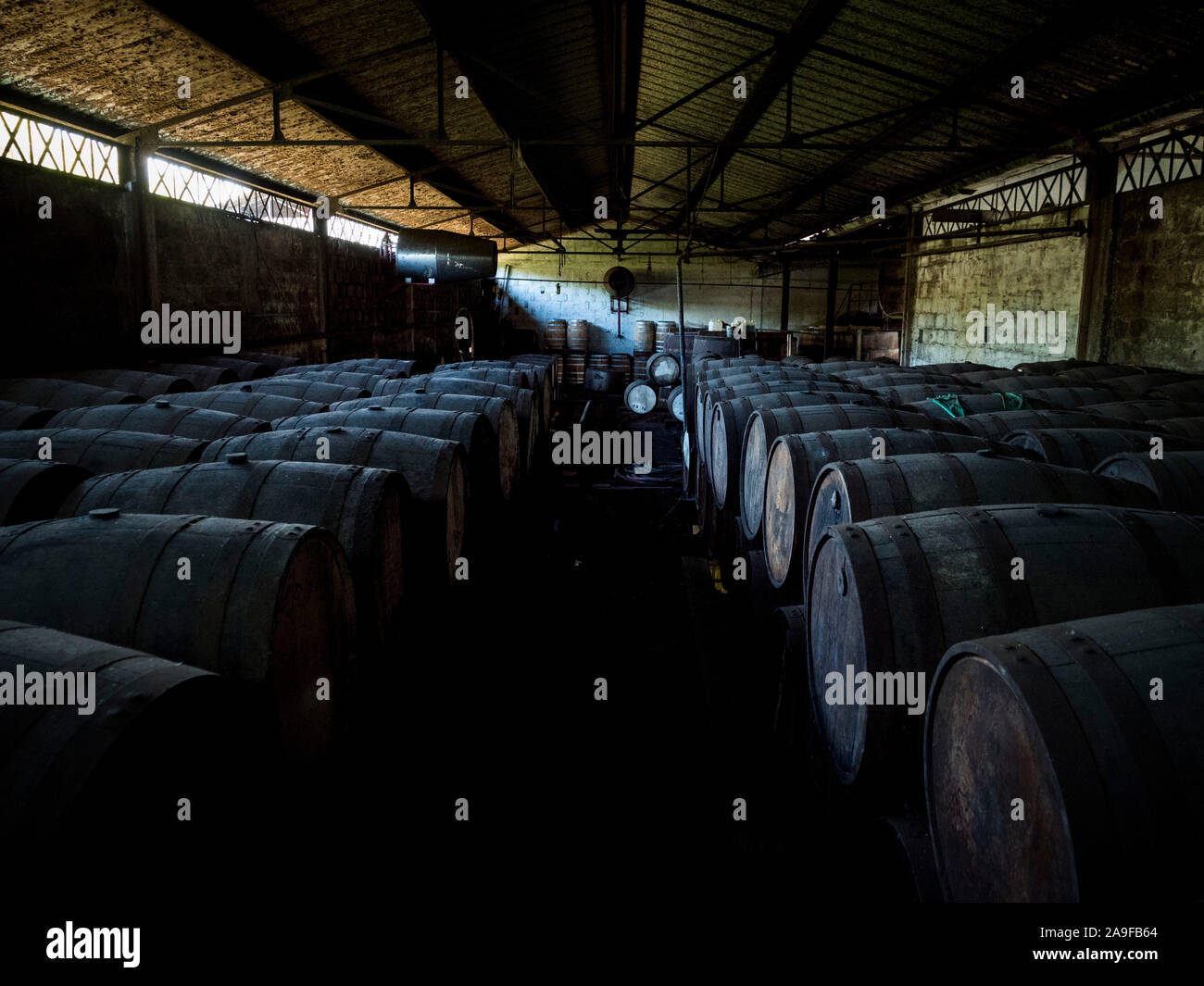 Habitation la Favorite, rum distillery, barrels, distillation with ...